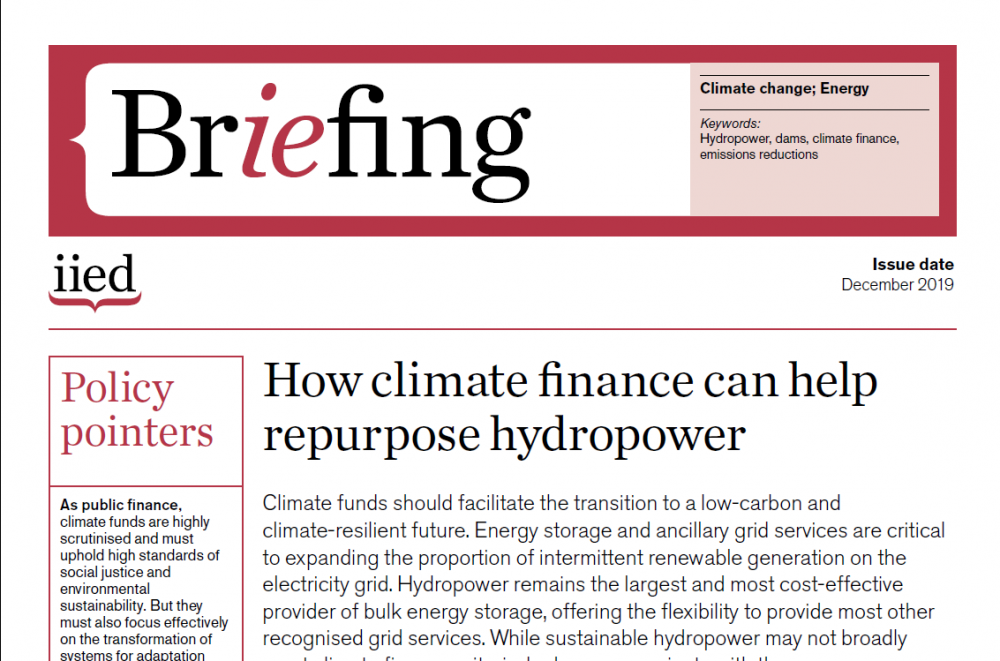 Climate finance, hydropower and the transition to a low-carbon future ...